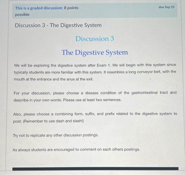 Solved Discussion 3 - The Digestive System Discussion 3 The | Chegg.com
