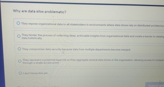 Solved Why are data silos problematic?They expose | Chegg.com