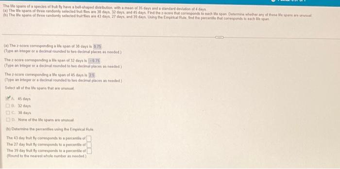 Solved (b) Determine the percentiles using the Empirical | Chegg.com