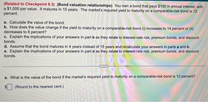 Solved (Related to Checkpoint 9.2 and Checkpoint 9.3) (Bond | Chegg.com