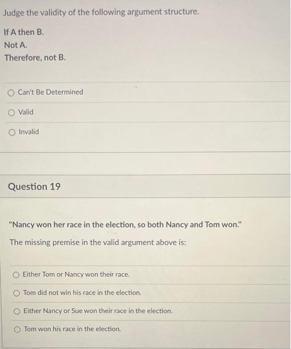 Solved Judge the validity of the following argument | Chegg.com