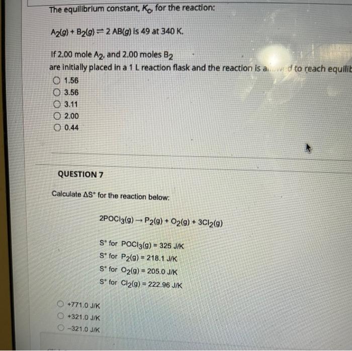 Solved The equilibrium constant, K0 for the reaction: | Chegg.com