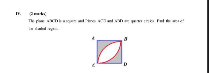 Solved IV. (2 marks) The plane ABCD is a square and Planes | Chegg.com
