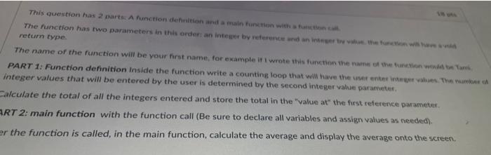 Solved For this question write ONLY the function definition. | Chegg.com