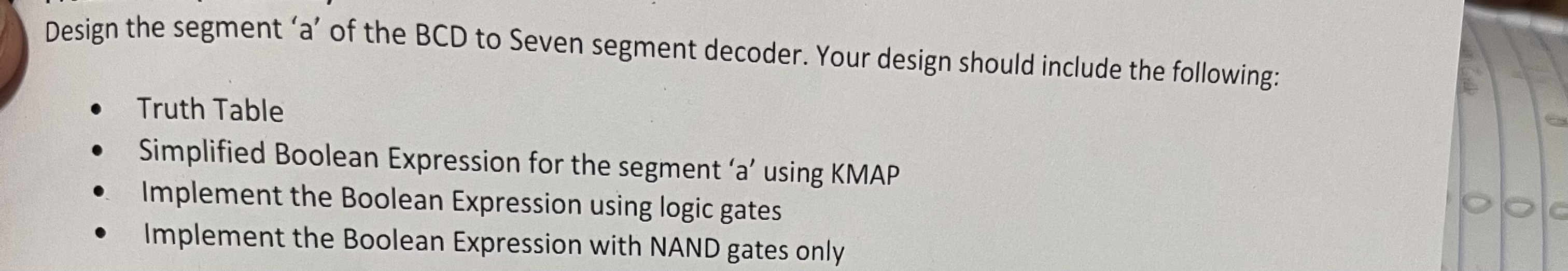 Solved Design the segment ' a ' ﻿of the BCD to Seven segment | Chegg.com