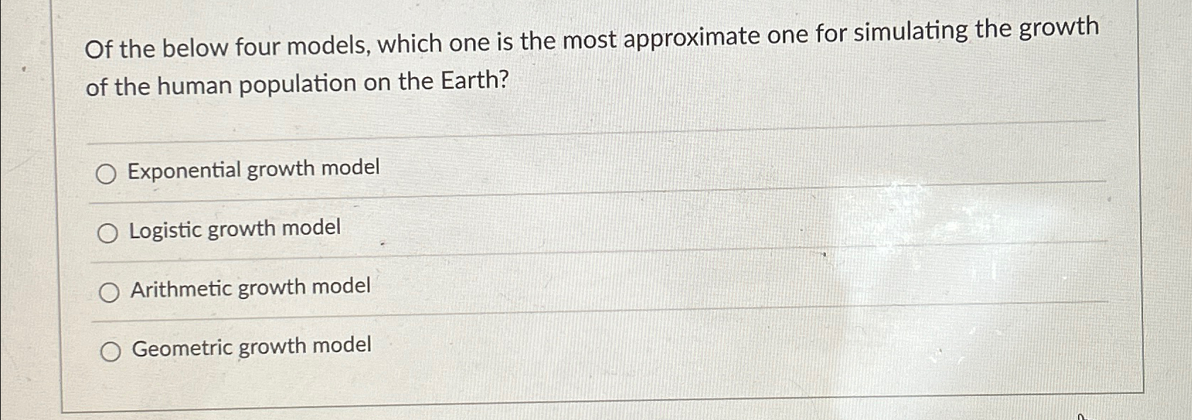 Solved Of the below four models, which one is the most | Chegg.com