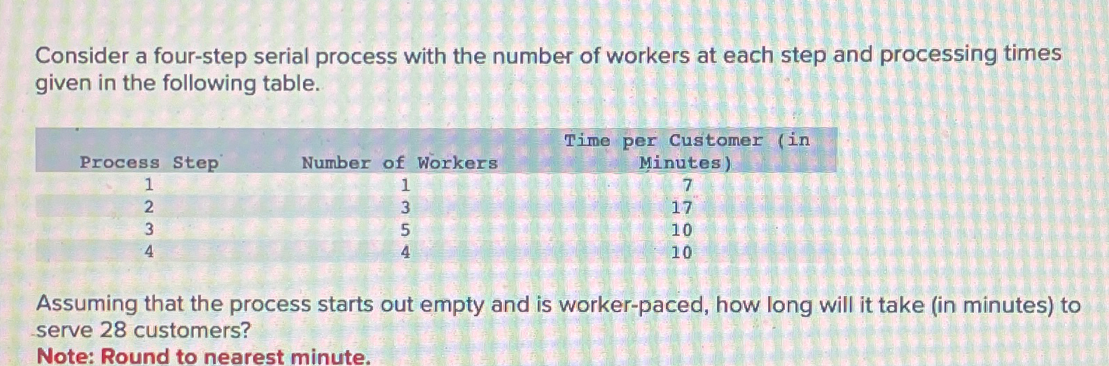 Solved Consider a four-step serial process with the number | Chegg.com