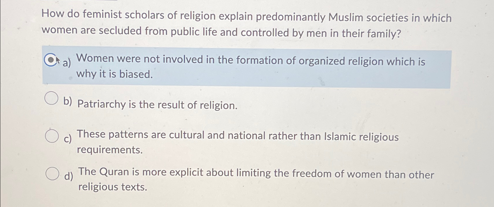 Solved How do feminist scholars of religion explain | Chegg.com