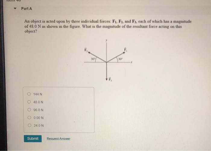 Solved Part A An object is acted upon by three individual | Chegg.com