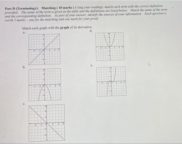Solved Part D (Terminology): Matching (10 marks) Using your | Chegg.com