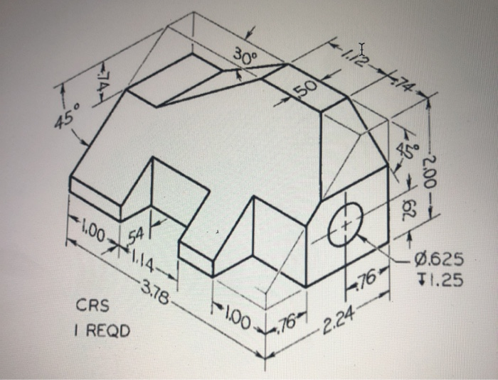 Solved Draw the front, top, and right side view of the | Chegg.com