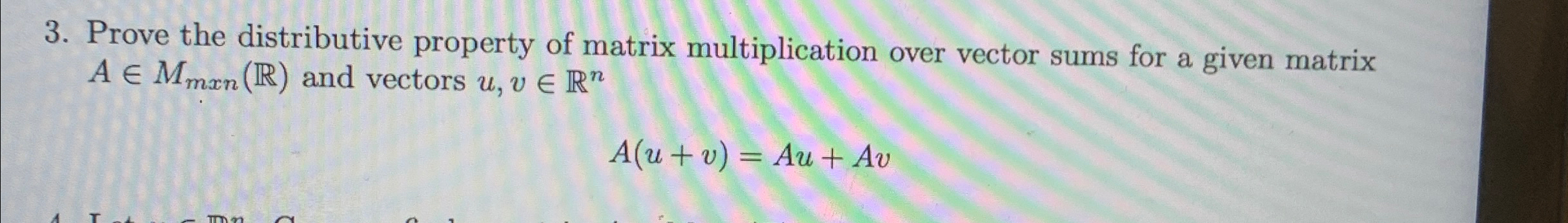 Solved Prove the distributive property of matrix | Chegg.com