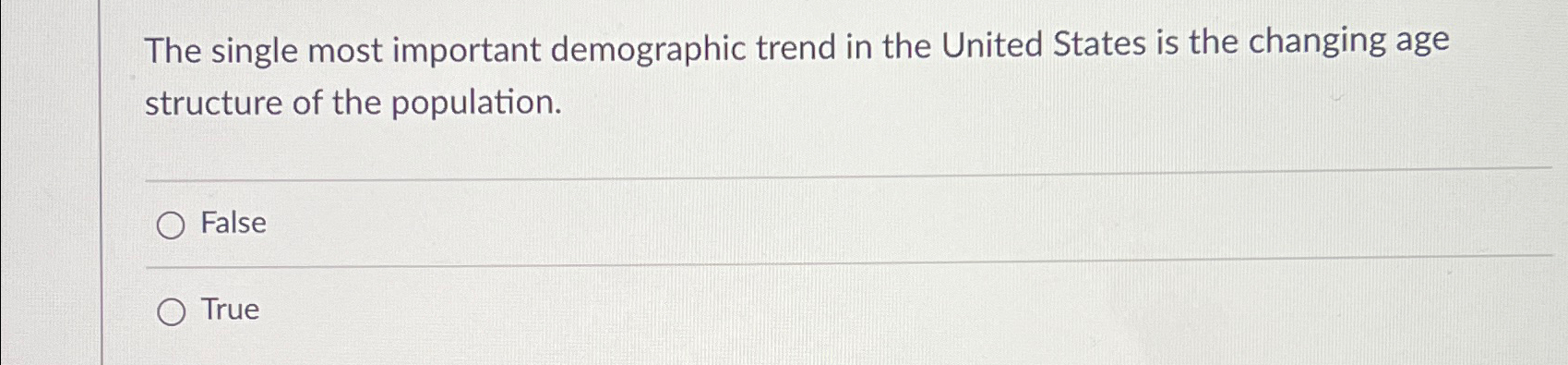 Solved The single most important demographic trend in the | Chegg.com