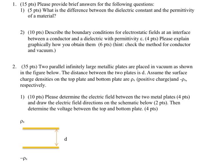 Solved 1. (15 pts) Please provide brief answers for the | Chegg.com
