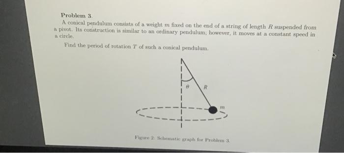 Solved Problem 3. A conical pendulum consists of a weight m | Chegg.com
