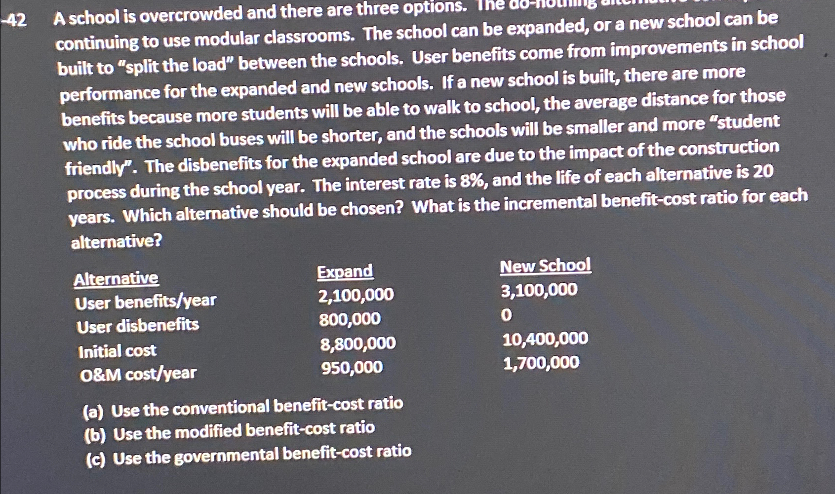 Solved -42 ﻿A school is overcrowded and there are three | Chegg.com