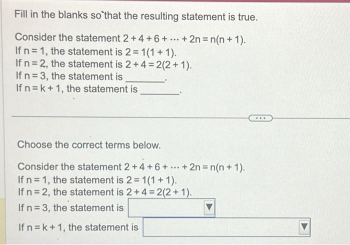 Solved Fill in the blanks so that the resulting statement is | Chegg.com
