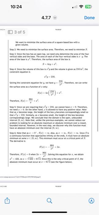 Solved Optimization when the Interval is Not Closed or is | Chegg.com