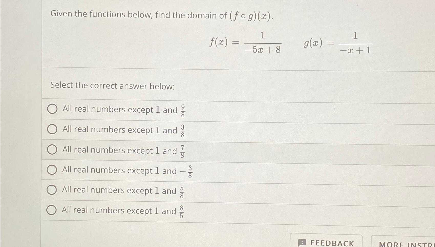 Solved Given the functions below, find the domain of | Chegg.com