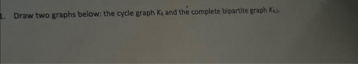 Draw two graphs below: the cycle graph K6 and the | Chegg.com