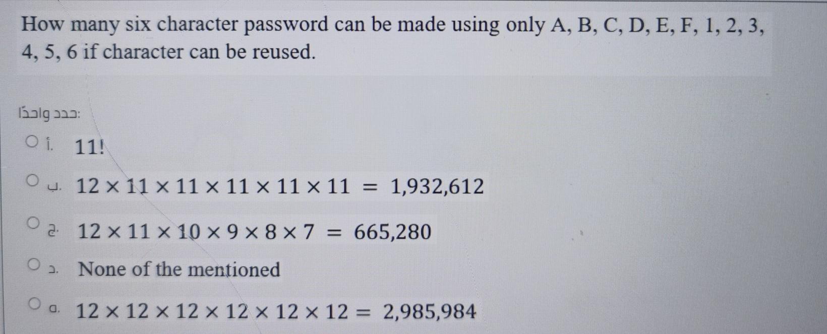 Solved How many six character password can be made using | Chegg.com