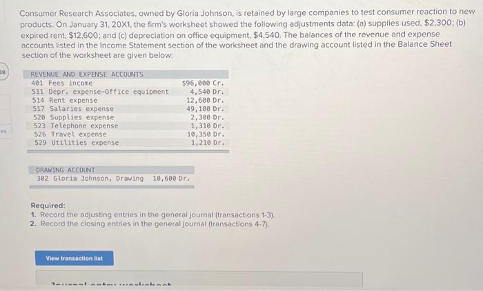 Solved 38 Consumer Research Associates, owned by Gloria | Chegg.com