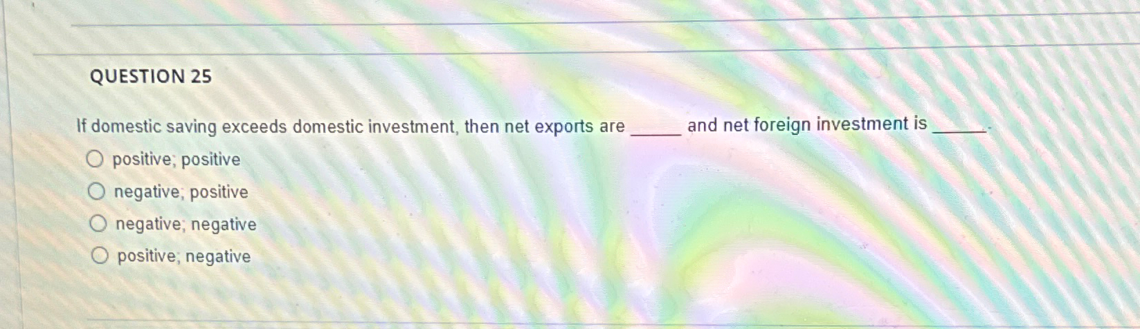 Solved QUESTION 25If domestic saving exceeds domestic | Chegg.com