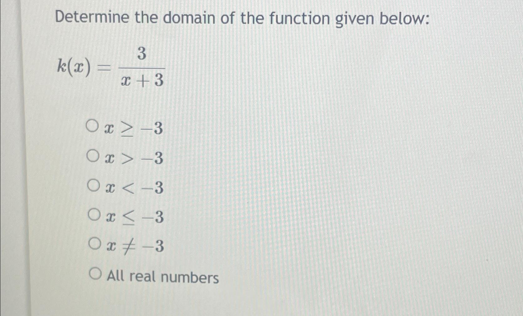 Solved Determine The Domain Of The Function Given