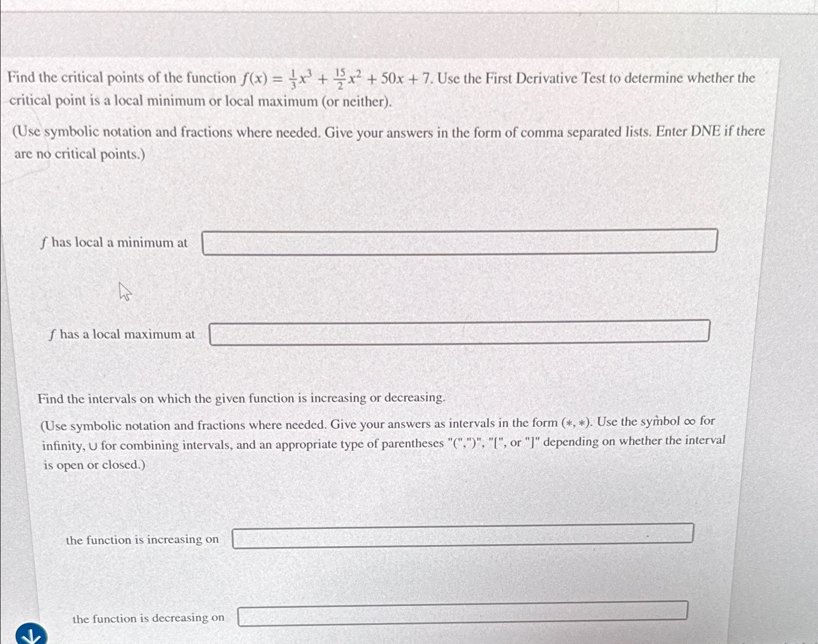 Solved Find the critical points of the function | Chegg.com