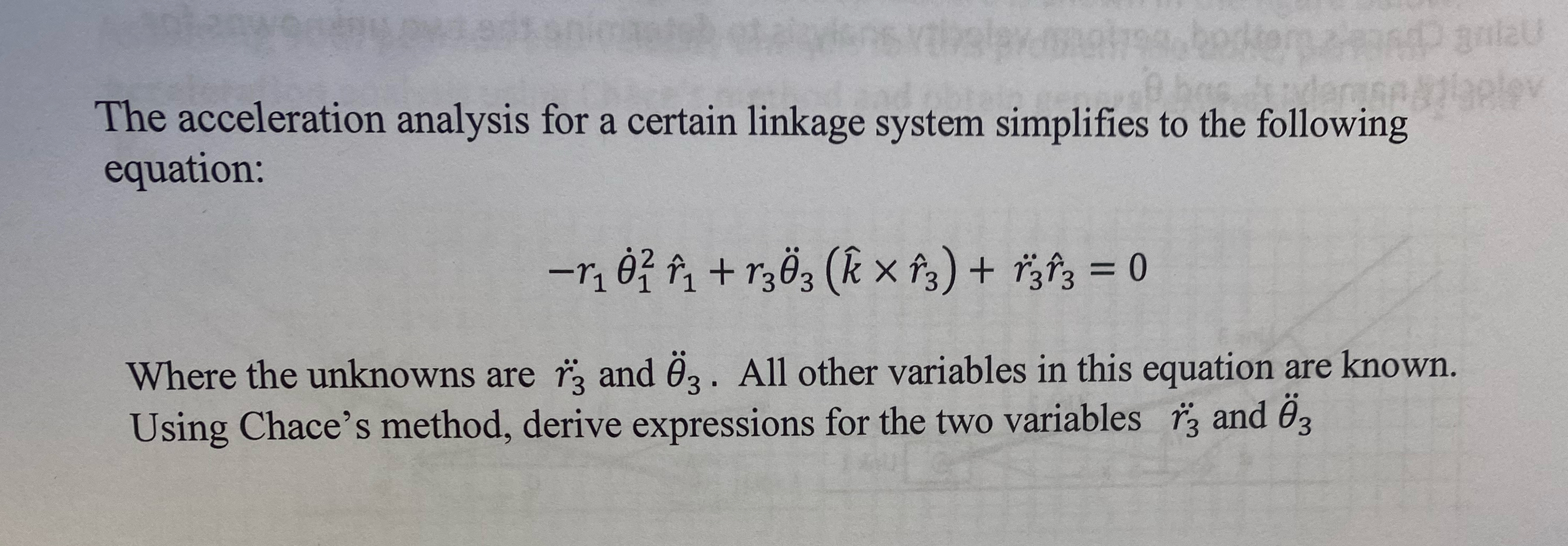 Solved The acceleration analysis for a certain linkage | Chegg.com