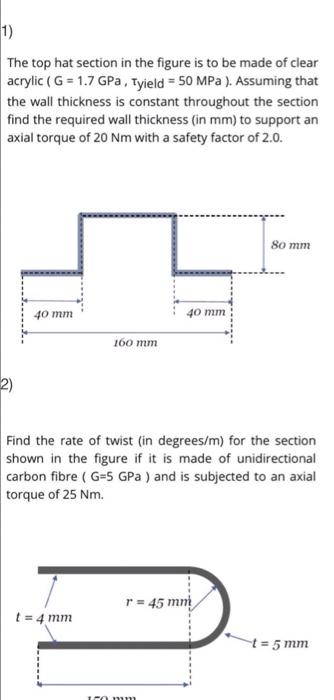 Solved 1) The top hat section in the figure is to be made of | Chegg.com
