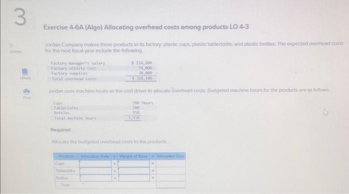 Solved Exercise 4-6A (Algo) Allocating overhead costs among | Chegg.com