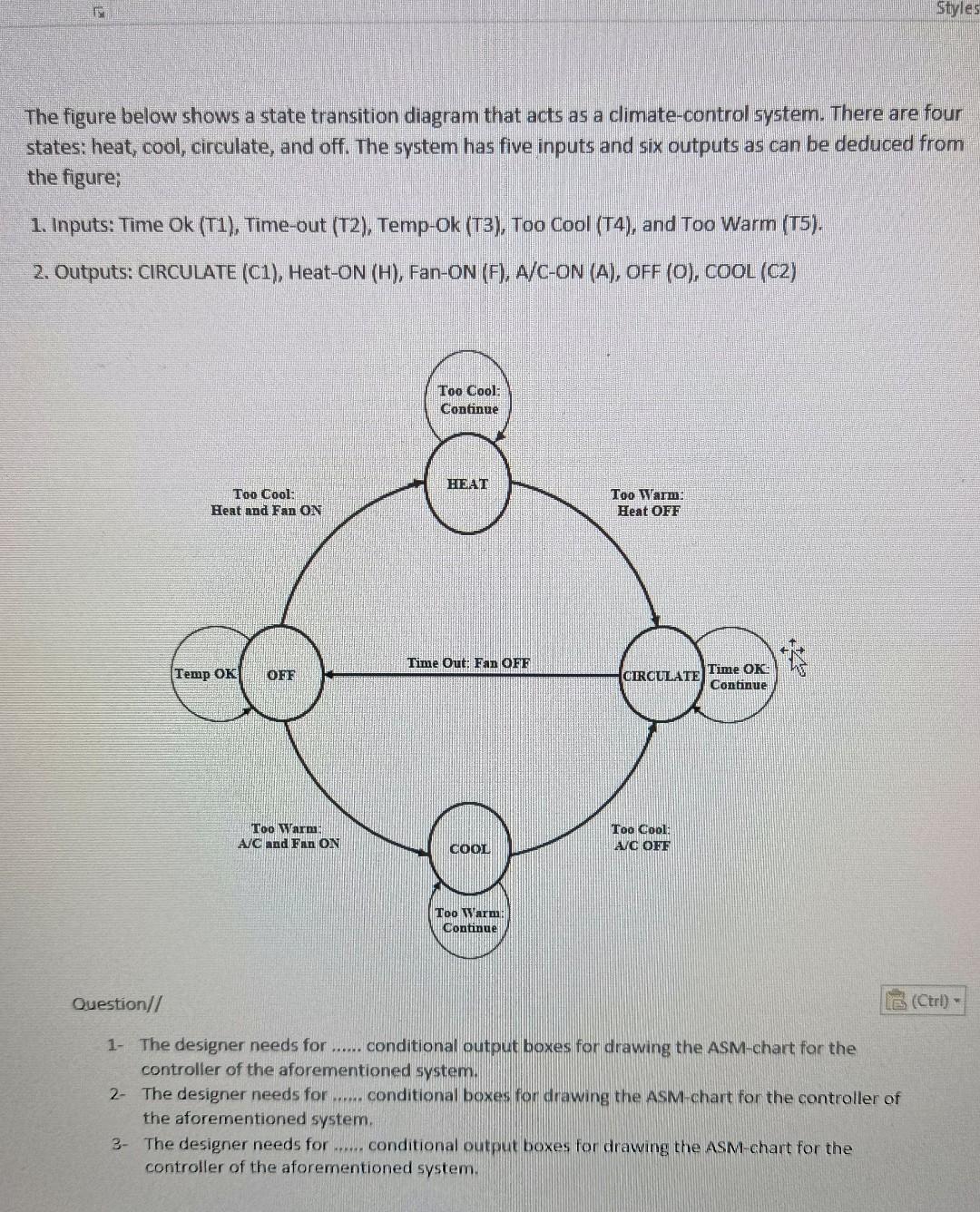 Solved Styles The figure below shows a state transition | Chegg.com