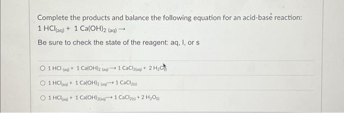 Solved Complete the products and balance the following | Chegg.com