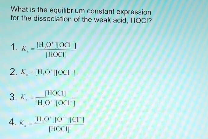 Solved What is the equilibrium constant expression for the | Chegg.com