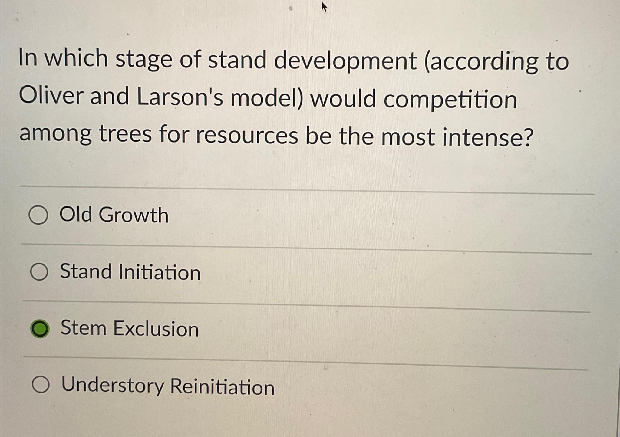 Solved In which stage of stand development (according to | Chegg.com