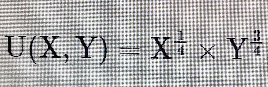 Solved A Consumer has utility function U(X, Y) = | Chegg.com