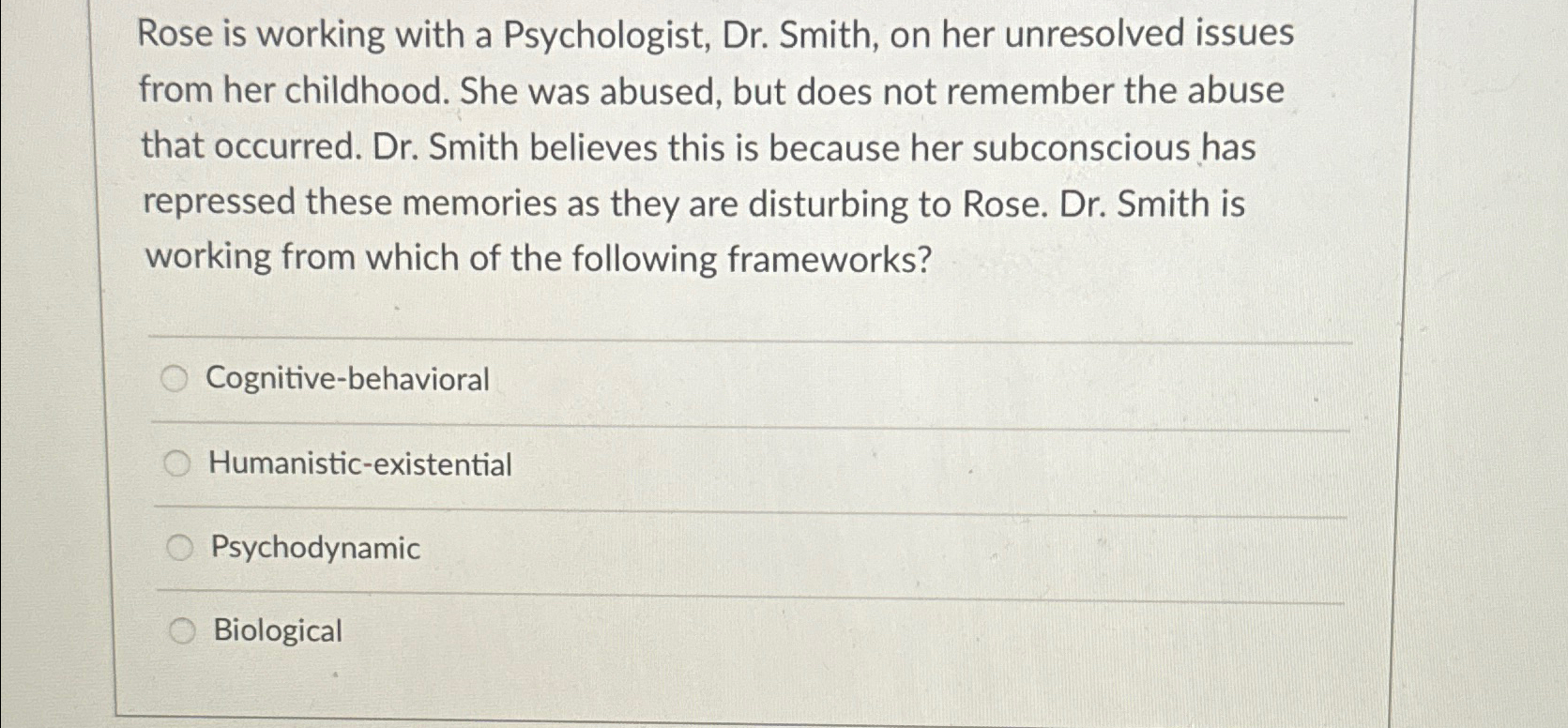 Solved Rose is working with a Psychologist, Dr. ﻿Smith, on | Chegg.com