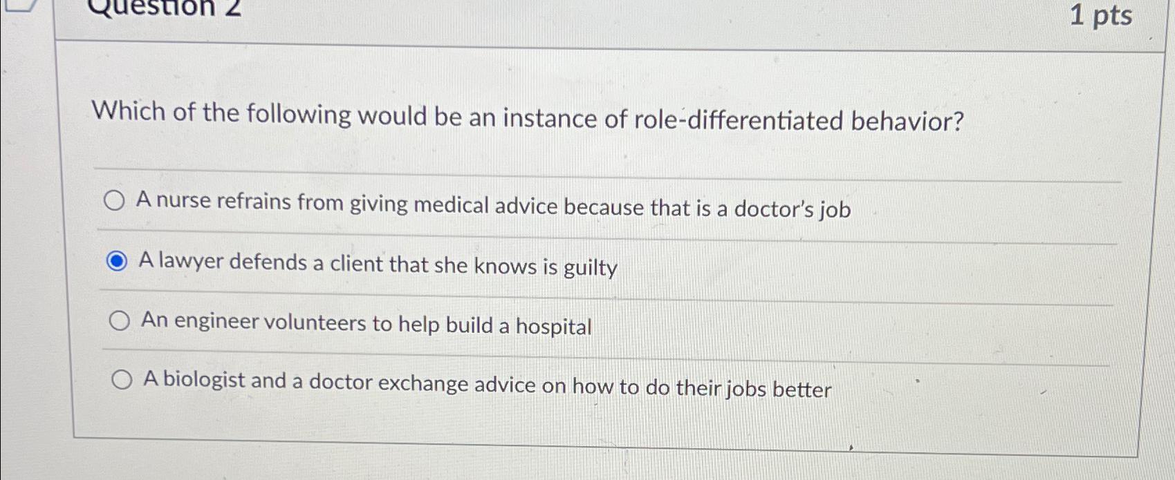 Solved Which of the following would be an instance of | Chegg.com