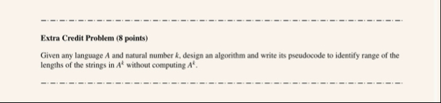 Solved Extra Credit Problem (8 ﻿points)Given any language A | Chegg.com
