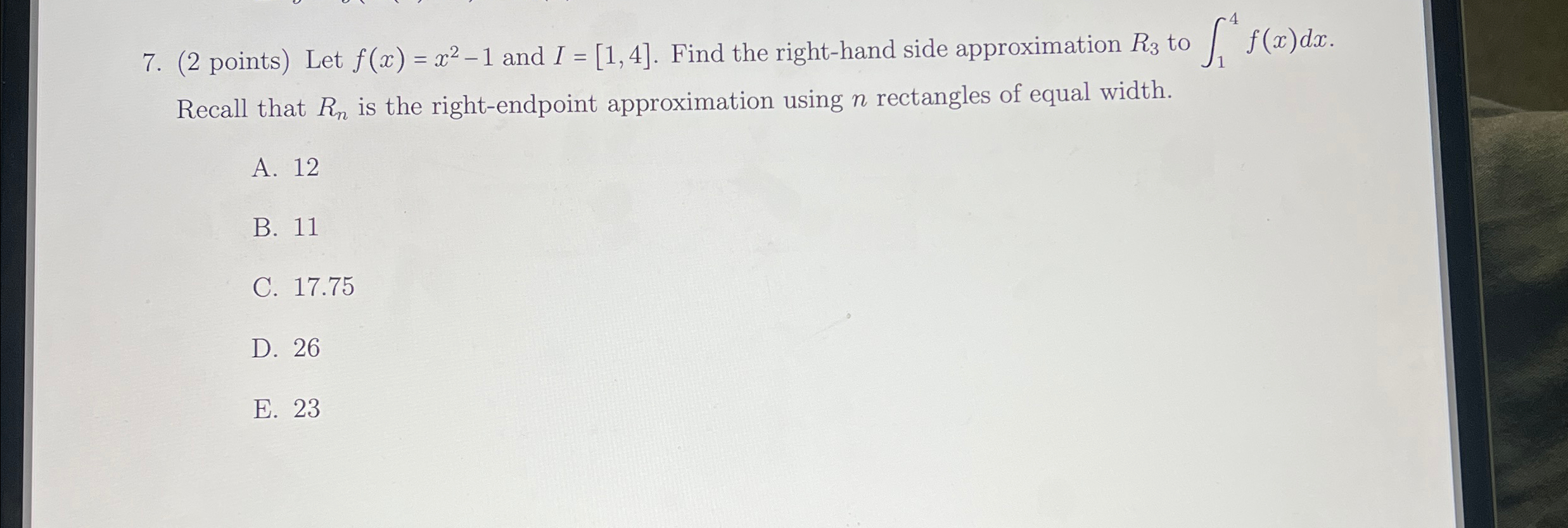 Solved (2 ﻿points) ﻿Let f(x)=x2-1 ﻿and I=[1,4]. ﻿Find the | Chegg.com