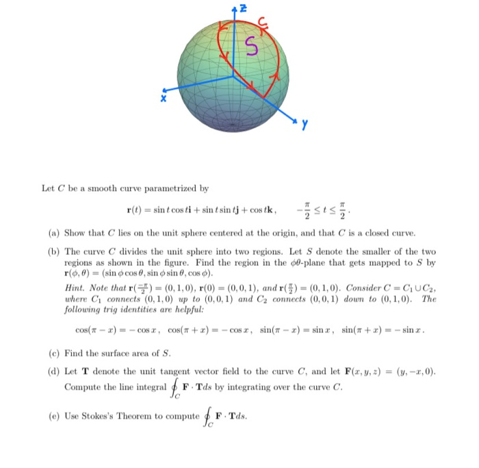 Solved Let C be a smooth curve parametrized by r(t) = sint | Chegg.com