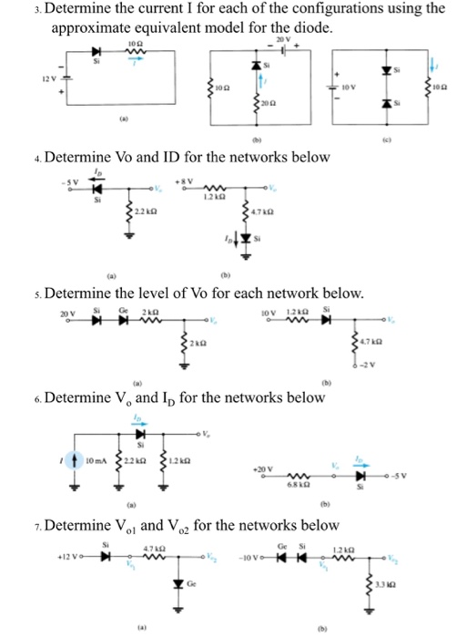 Solved 3. Determine the current I for each of the | Chegg.com