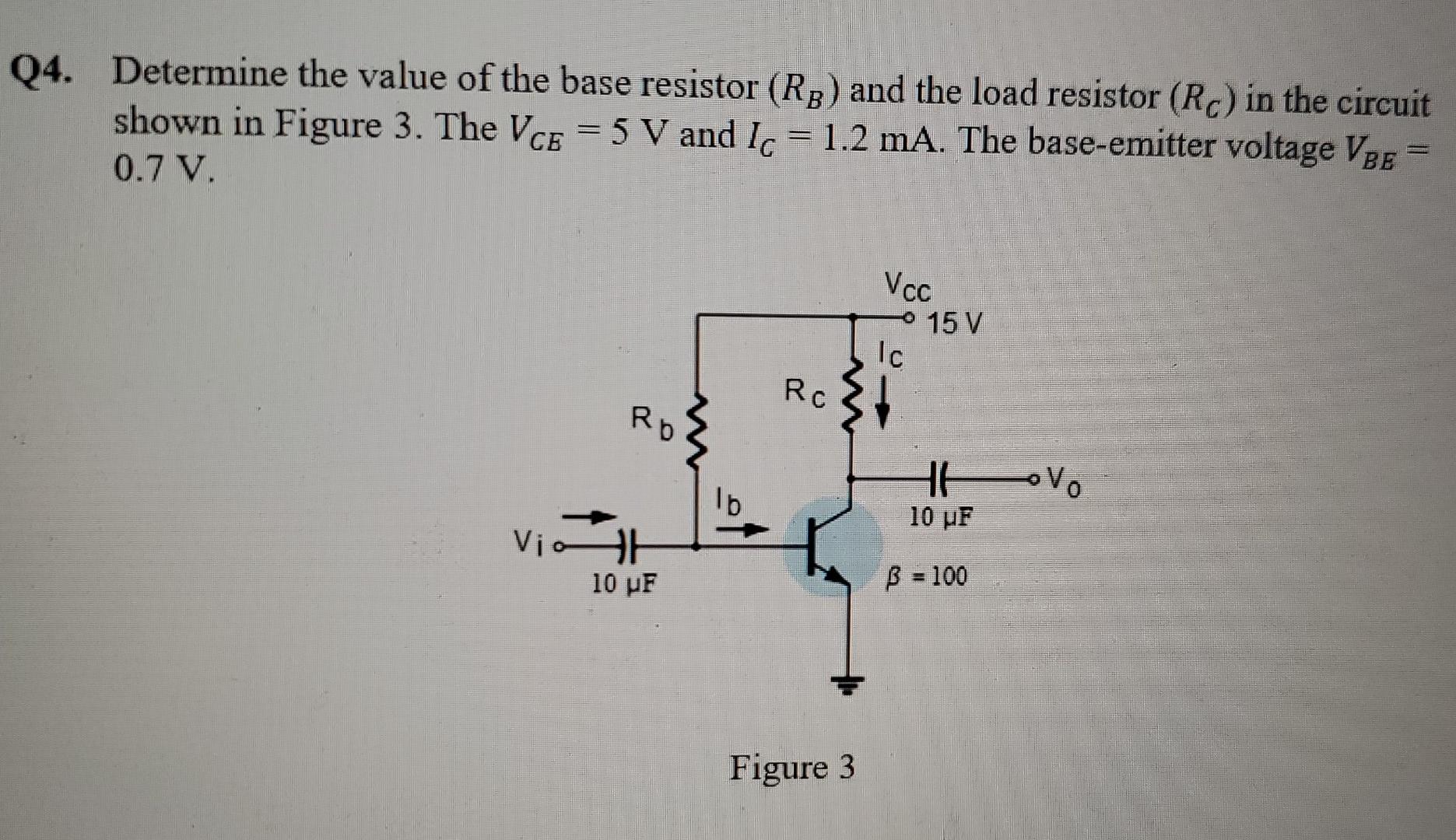 Solved Q4. Determine the value of the base resistor (Rp) and | Chegg.com