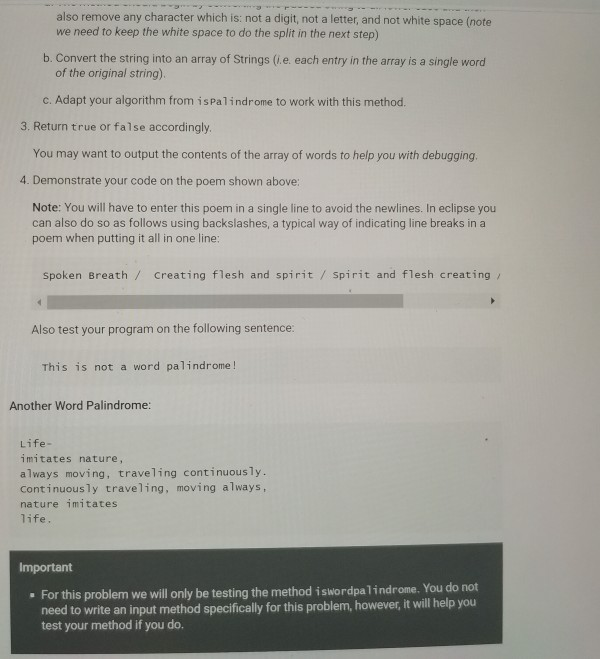 Solved Problem 6: Palindrome 15 points total, | Chegg.com