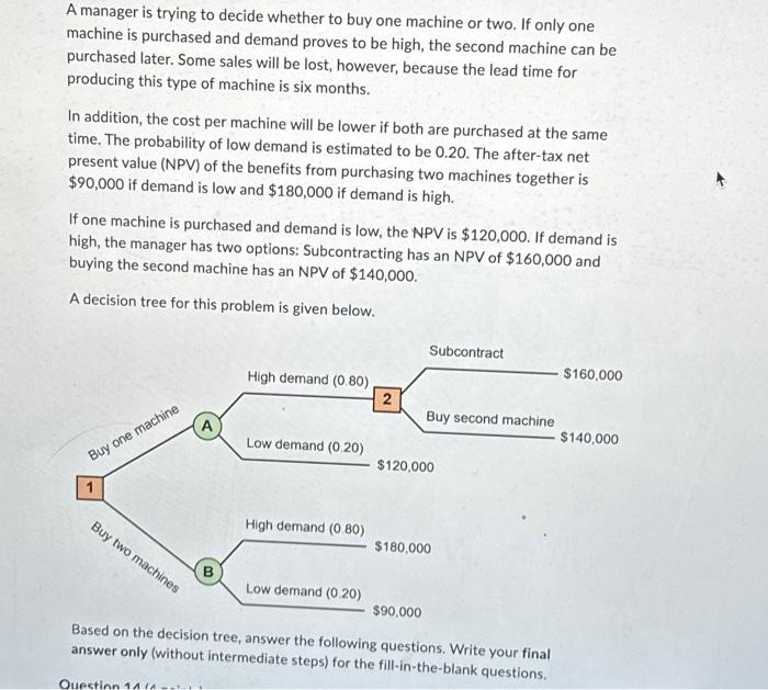 Solved A manager is trying to decide whether to buy one | Chegg.com