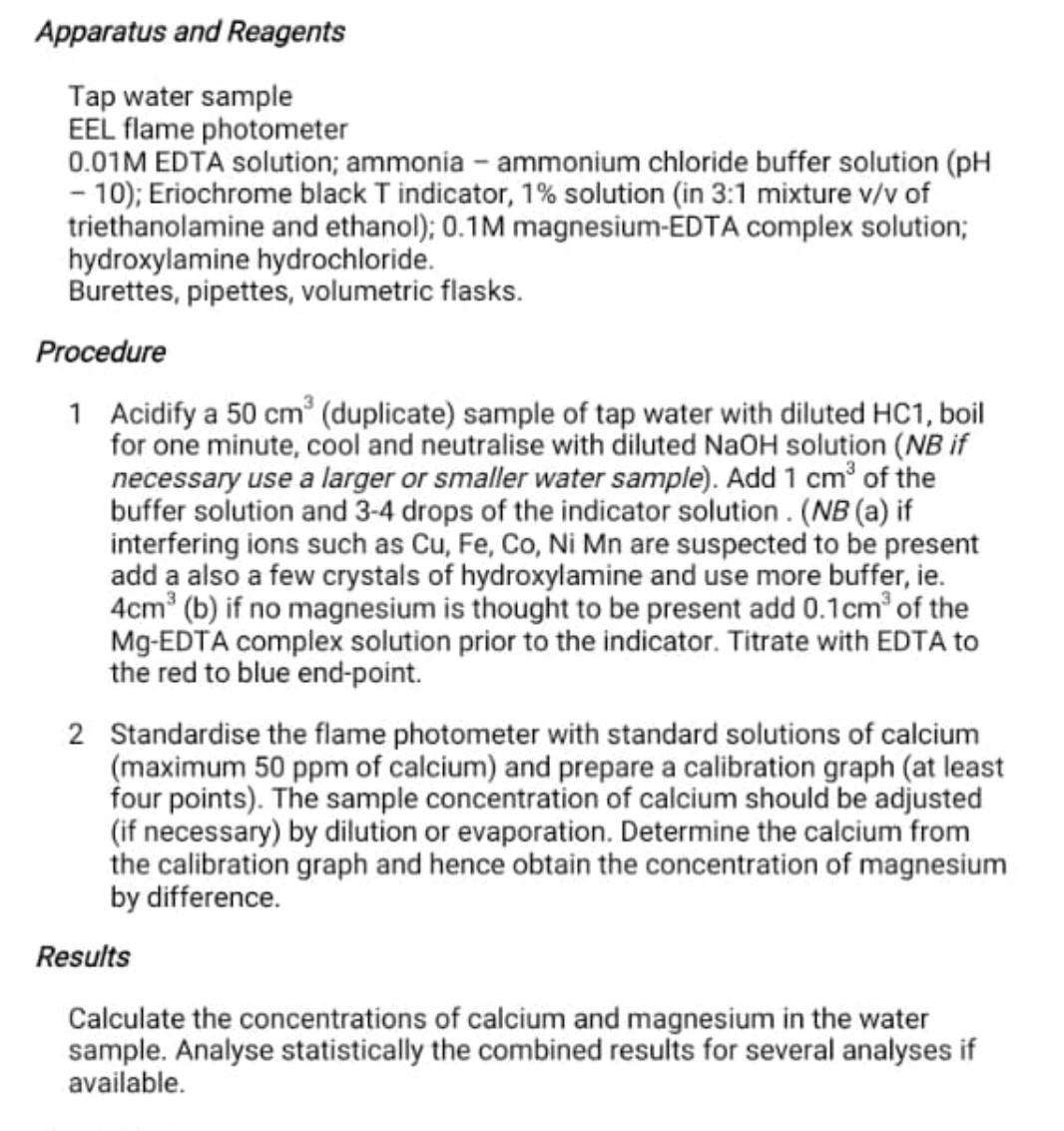 Solved to determine the calcium and magnesium in the sample | Chegg.com