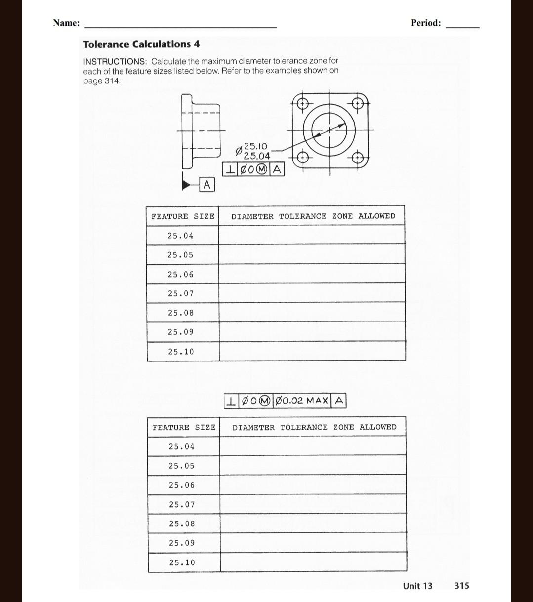 Tolerance Calculations 4 Instructions Calculate The