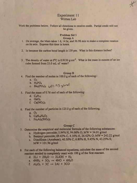 Solved Experiment 11 Written Lab Work the problems below. | Chegg.com