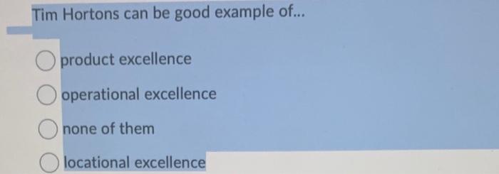 Solved Tim Hortons can be good example of... none of them | Chegg.com
